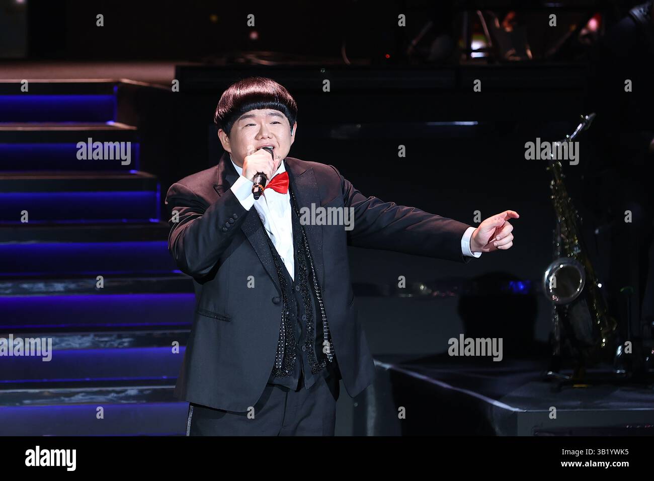 TAIPEI, CHINA - APRIL 26, 2025 - Taiwanese singer Lin Yu Qun performed ...