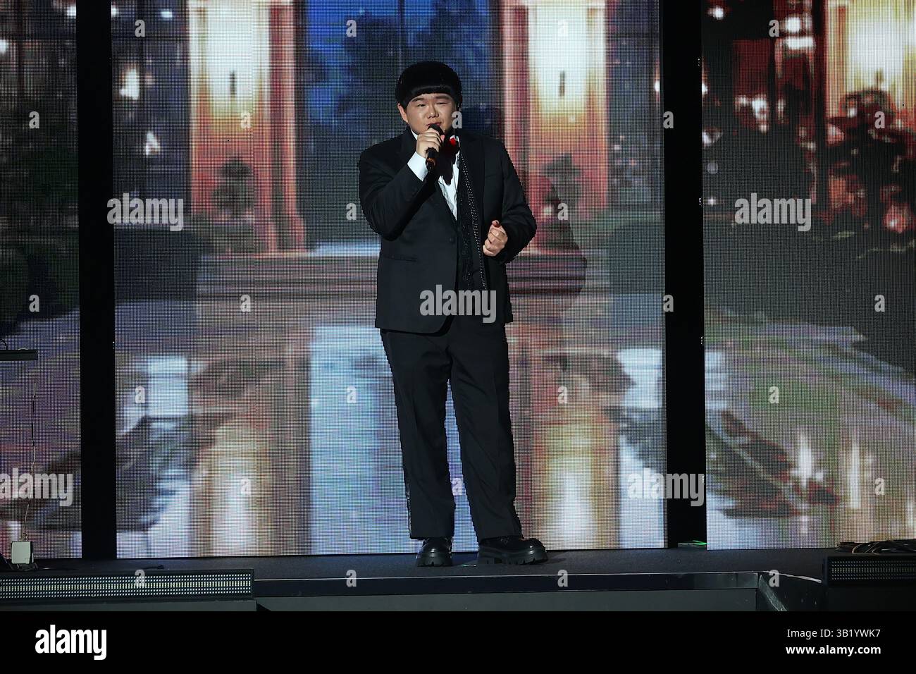 TAIPEI, CHINA - APRIL 26, 2025 - Taiwanese singer Lin Yu Qun performed ...