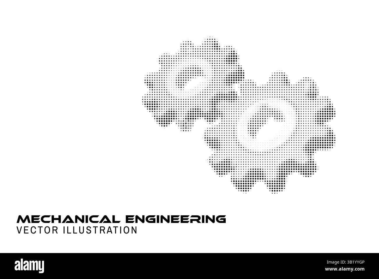 Mechanical Engineering poster, banner, flyer template with Halftone 3d ...