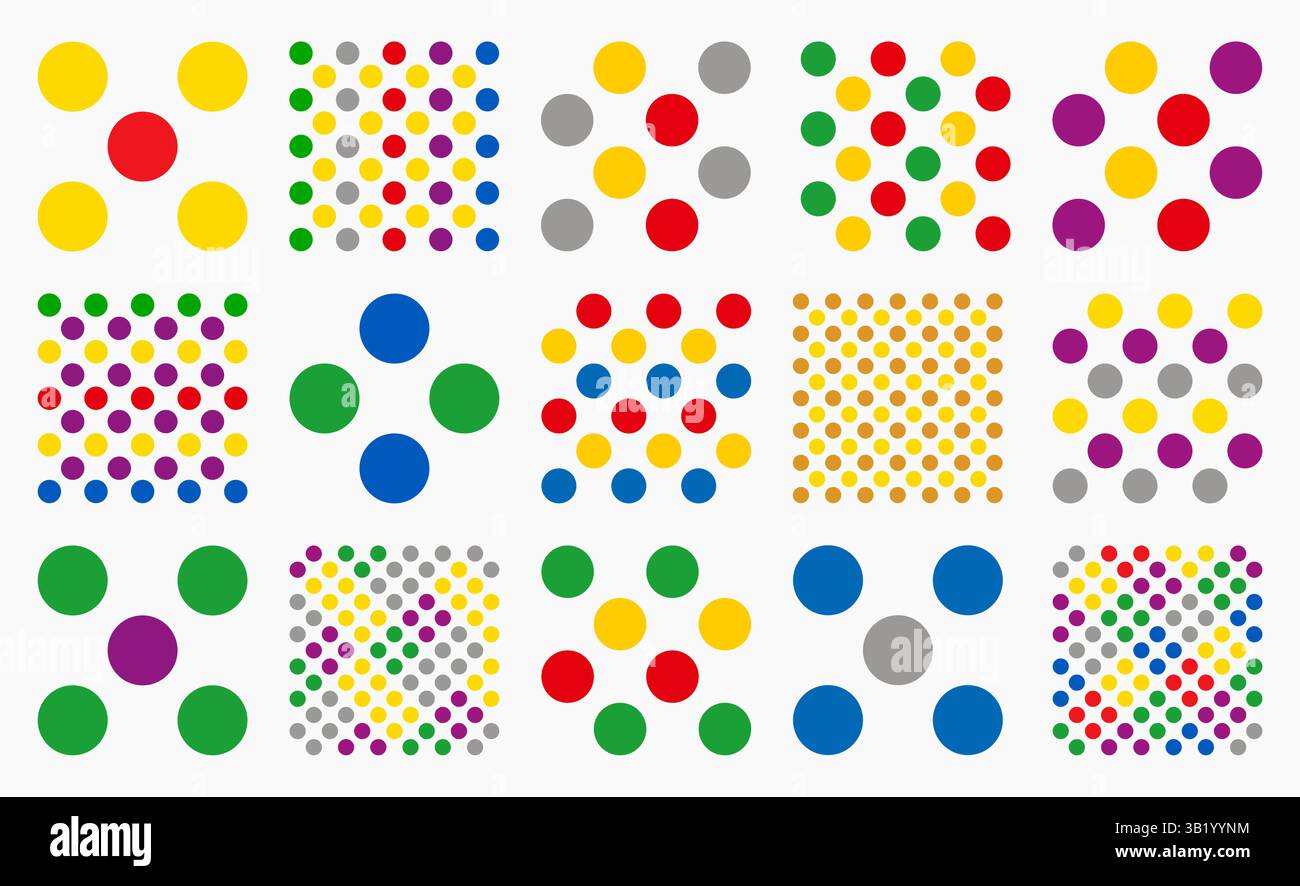 Set of colorful seamless polka dot patterns with colorful round and ...