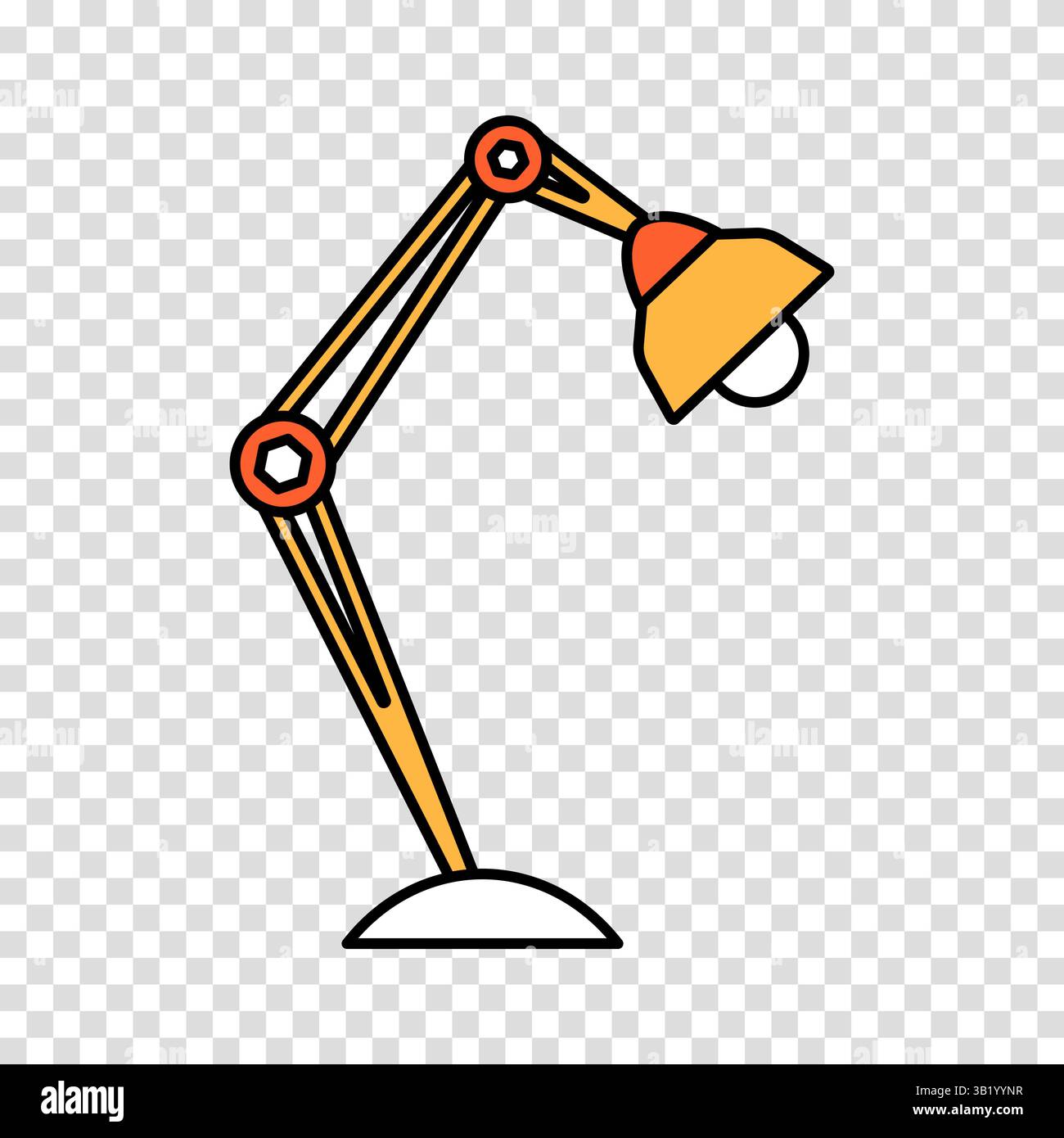 Table desk lamp in flat outline style. Reading light in cartoon style ...