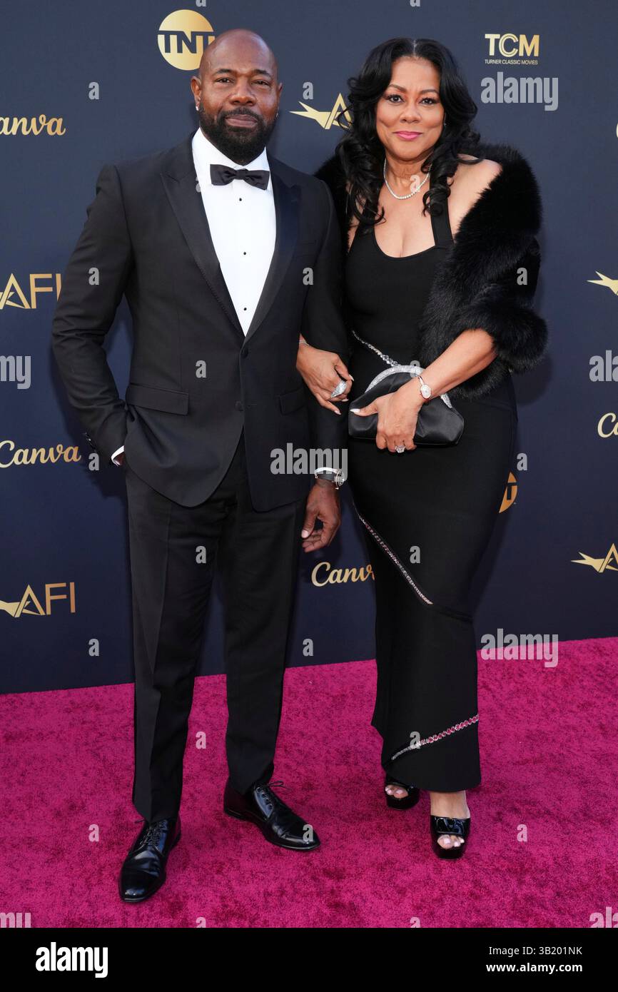Antoine Fuqua, left, and Lela Rochon arrive at the 50th AFI Life Achievement Award tribute to ...