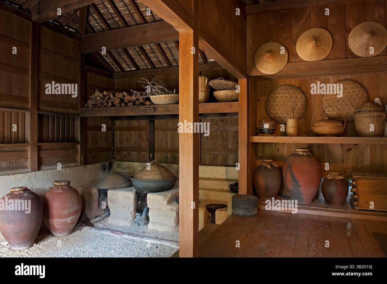 Pottery food storage containers inside a traditional residence at the ...