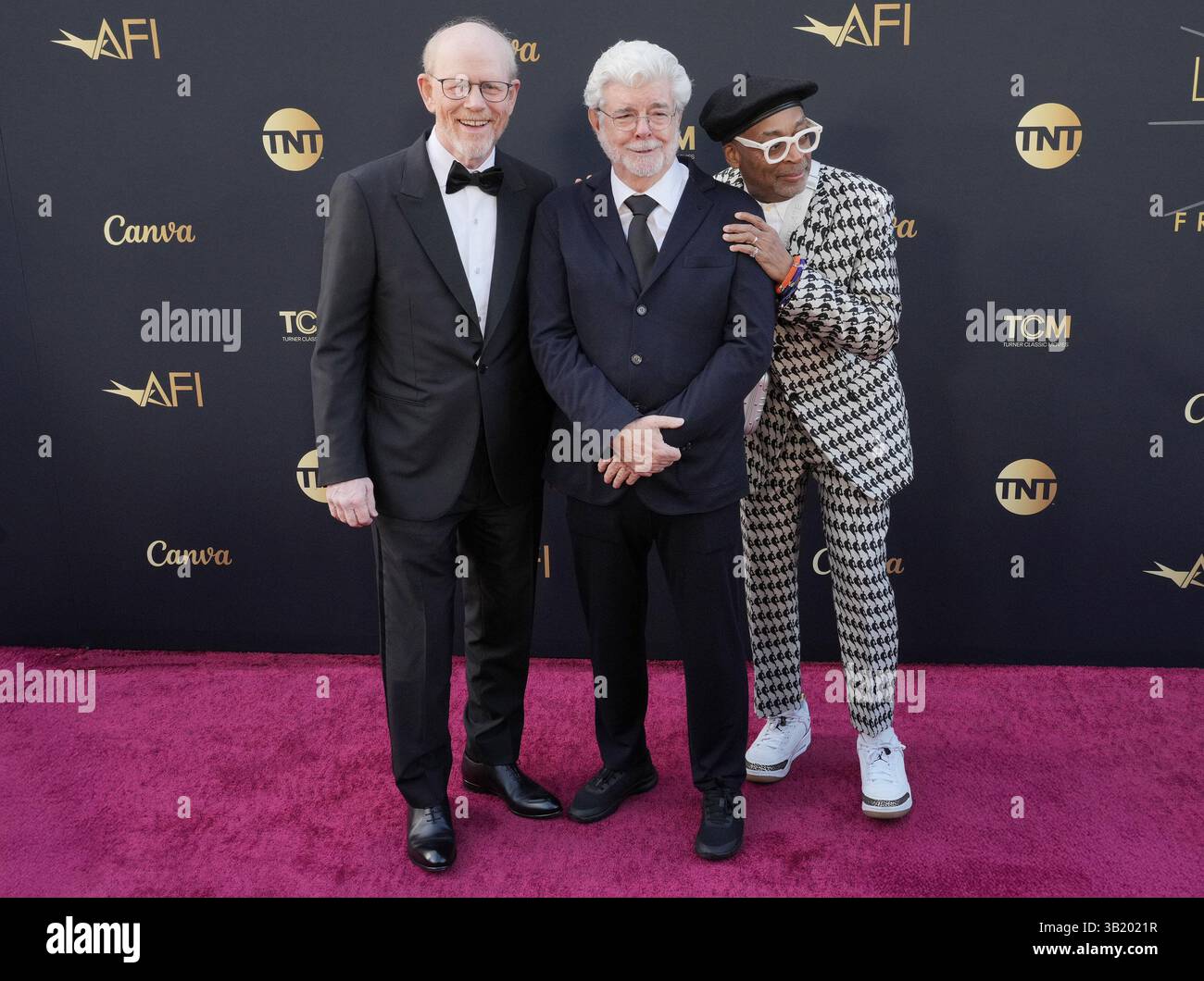 Los Angeles, USA. 26th Apr, 2025. (L-R) Ron Howard, George Lucas and ...