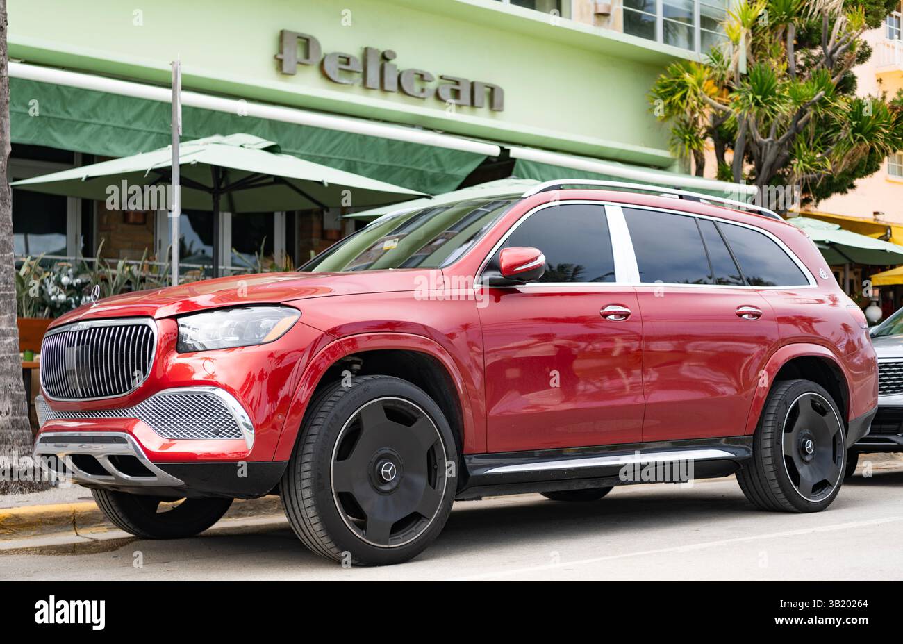 Miami, Florida, USA - December 16, 2024: Red Luxury SUV car of Mercedes ...