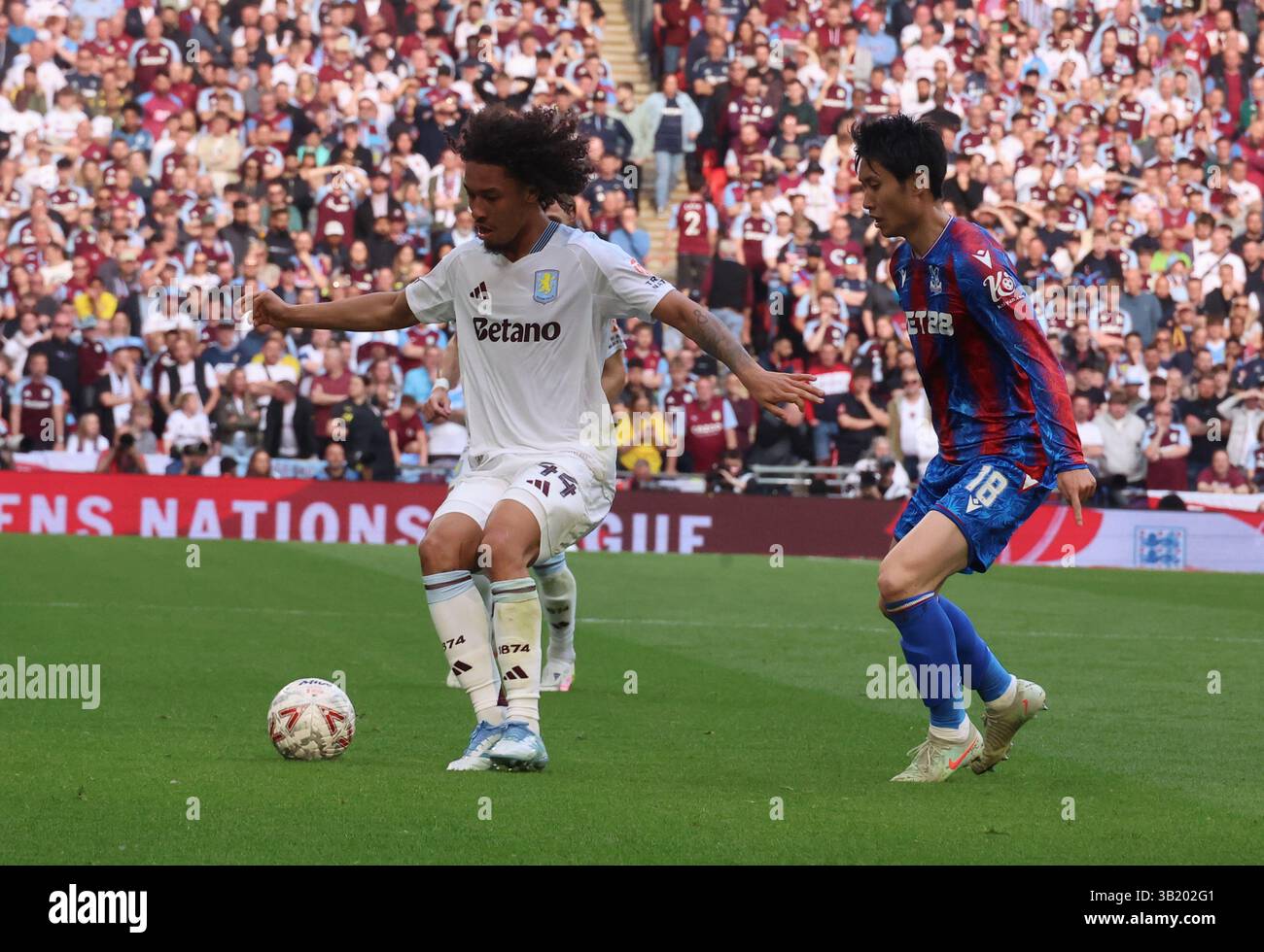 London, UK. 26th Apr, 2025. L-R Boubacar Kamara of Aston Villa and ...