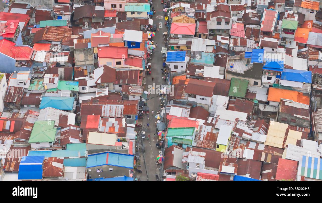 Cebu Philippines. Aerial view over Suba, one of the poorest barangays ...
