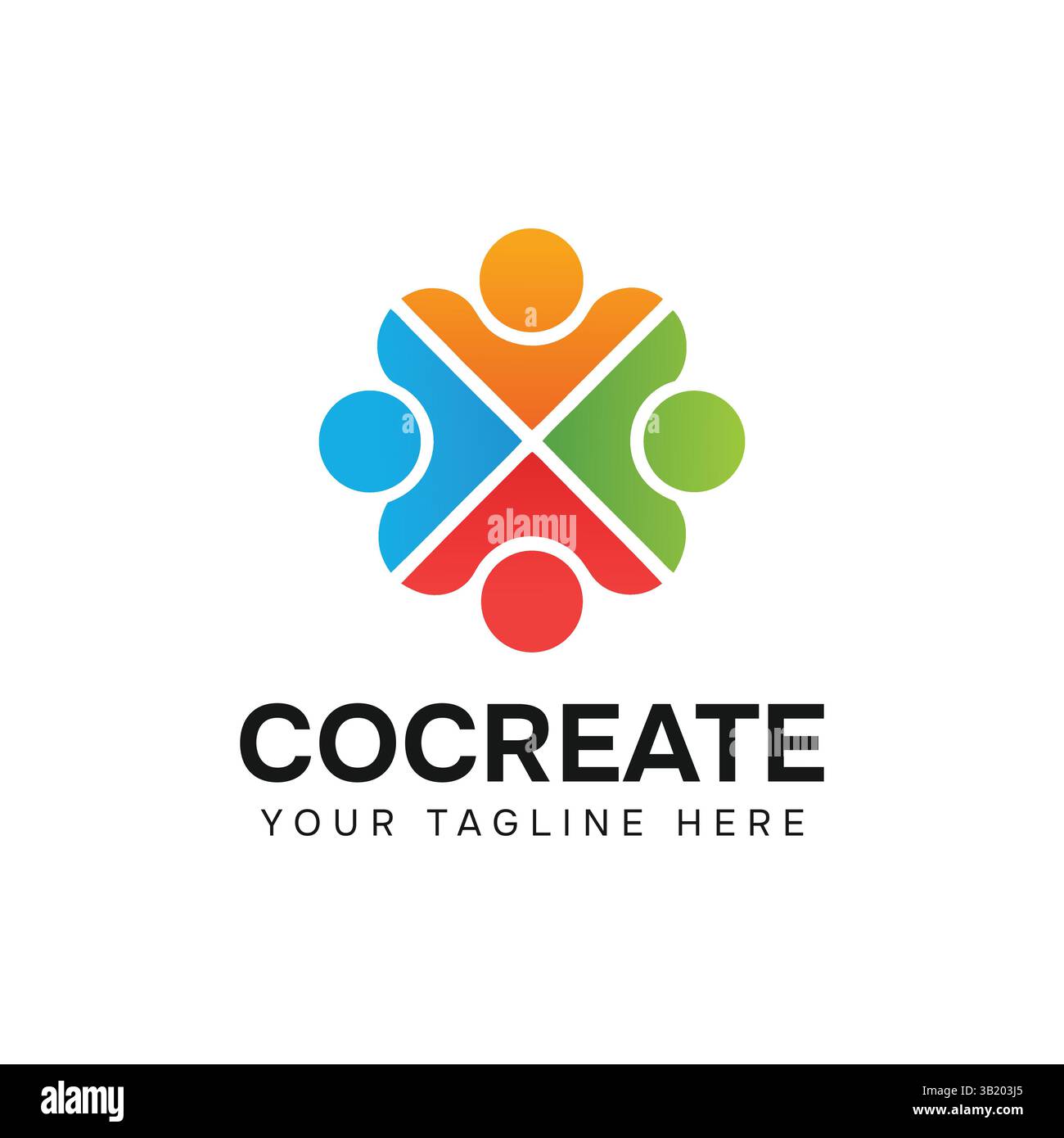 Cocreate Abstract Collaborative People Logo Design Stock Vector Image ...