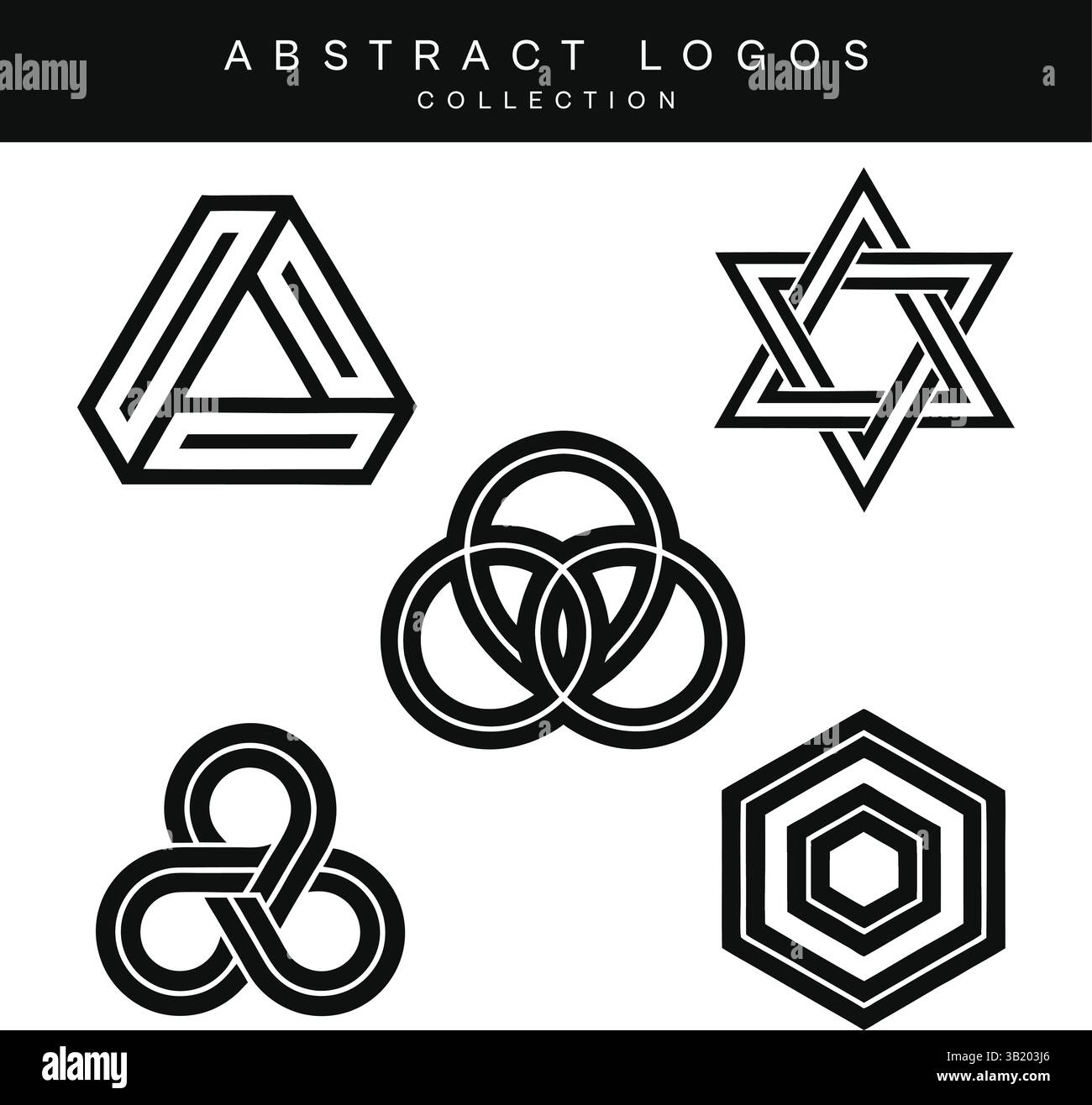 Abstract Geometric Logo Collection Modern Minimalist Symbol Pack for Branding and Design Stock ...