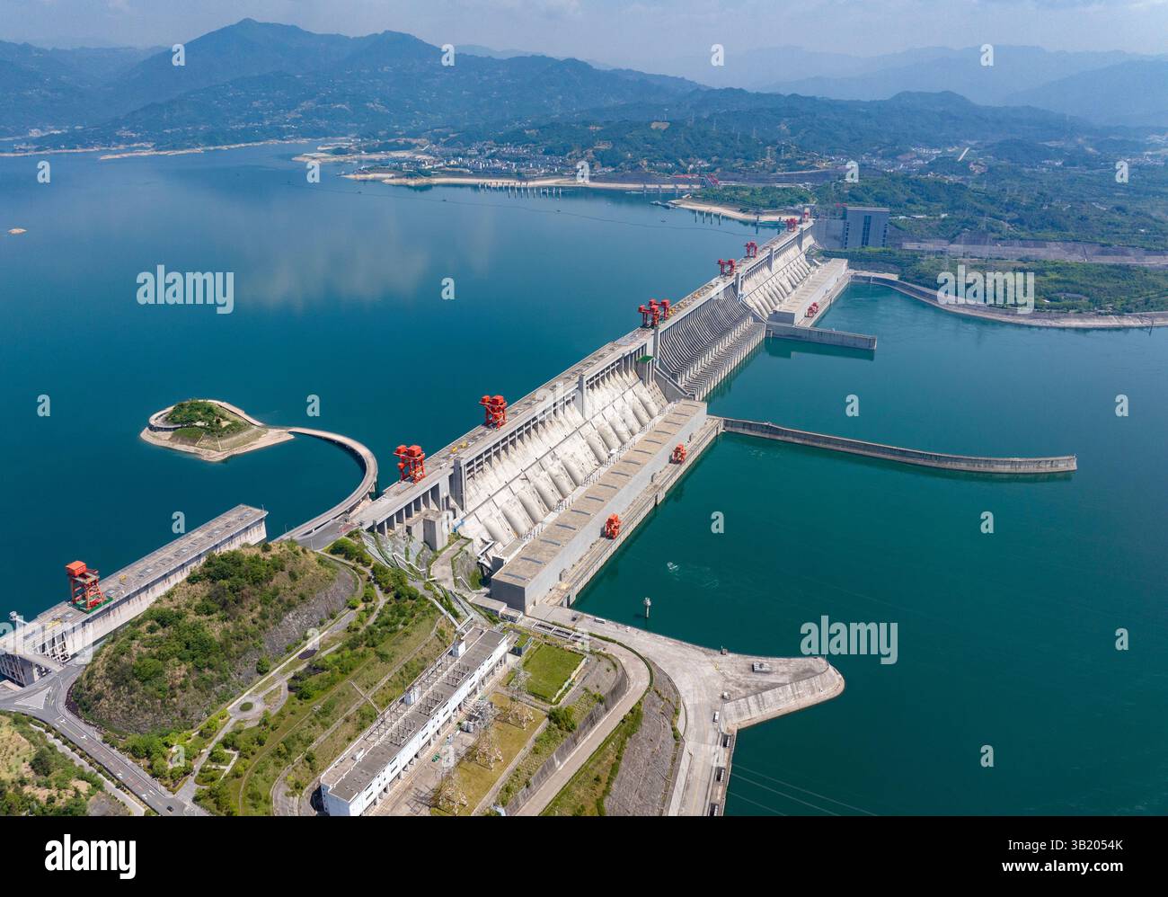 YICHANG, CHINA - APRIL 27, 2025 - Aerial view of the Three Gorges Dam ...