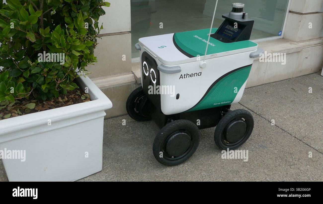 Los Angeles, California, USA 26th April 2025 Delivery Robot Athena ...