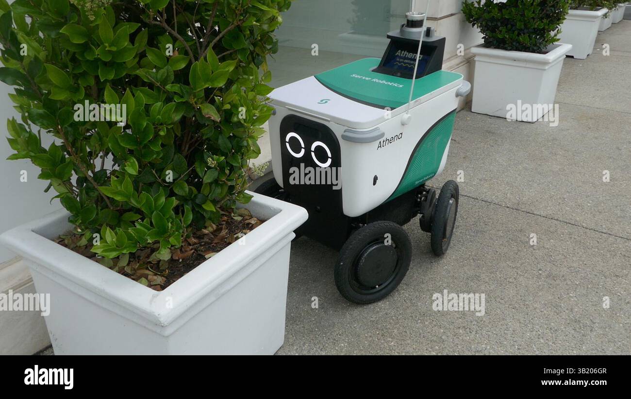 Los Angeles, California, USA 26th April 2025 Delivery Robot Athena ...