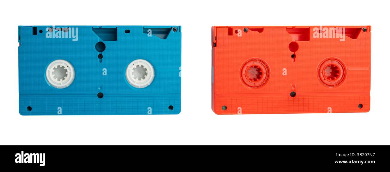 An old colored vhs tapes isolated on a white background Stock Photo - Alamy