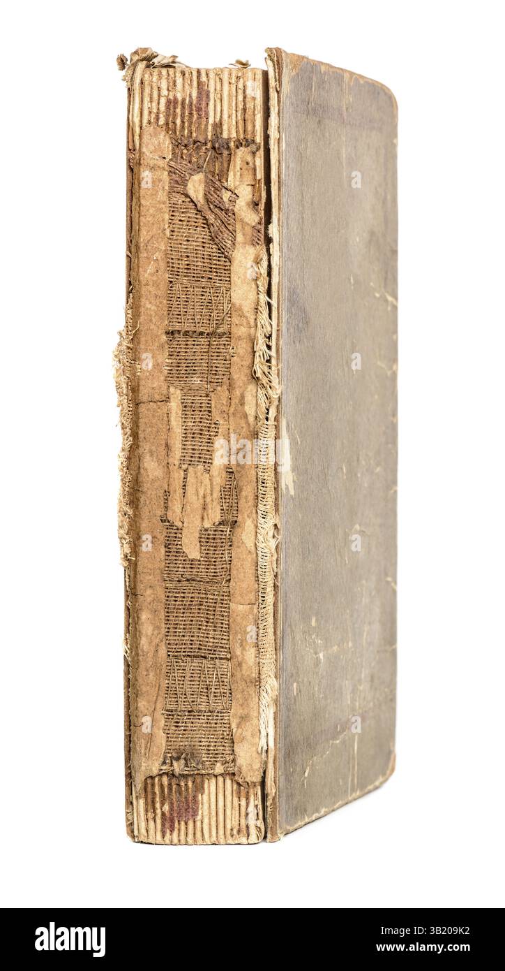 Vintage book old damaged spine isolated on white background Stock Photo ...