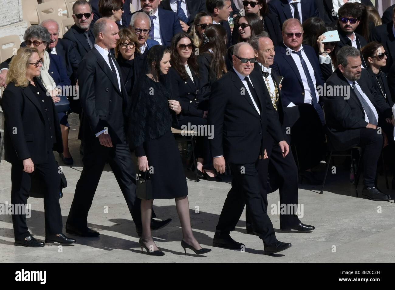 Vatican City, Italy. 26th Apr, 2025. Albert II of Monaco (r) and and ...