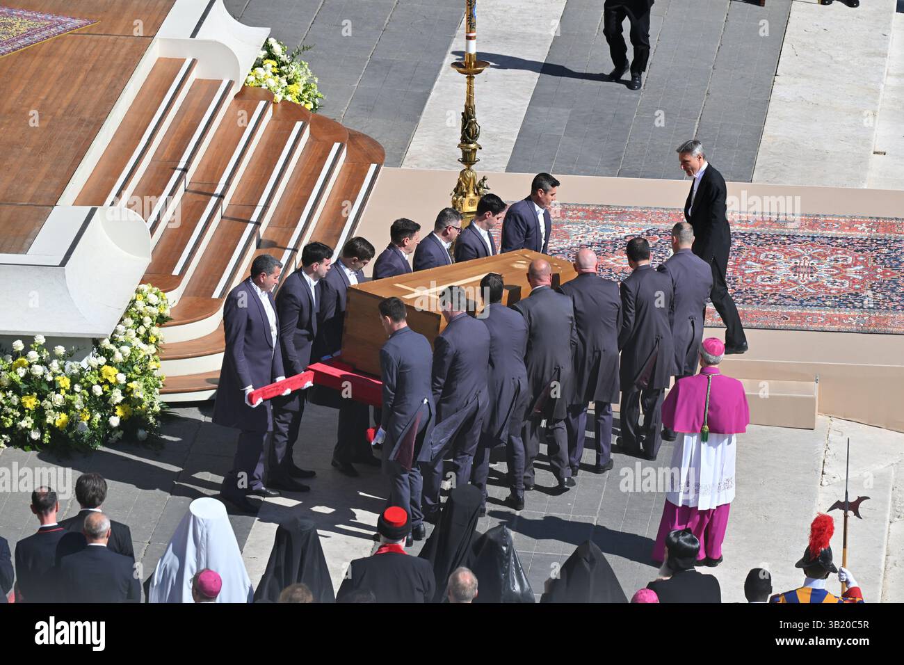 Pallbearers carry the coffin during the funeral of Pope Francis in St ...