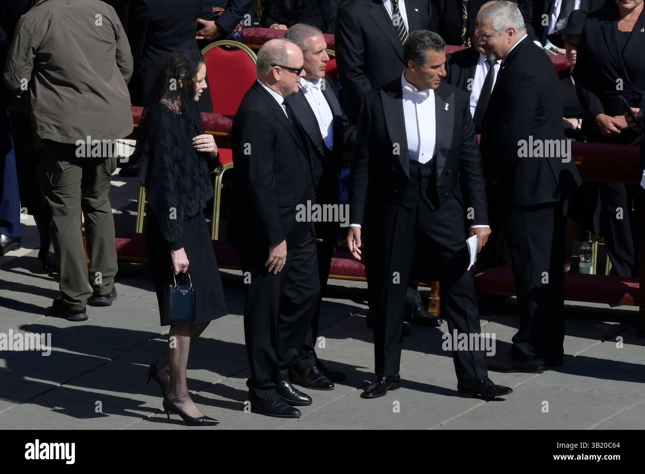 Vatican City, Italy. 26th Apr, 2025. Albert II of Monaco (r) and and ...