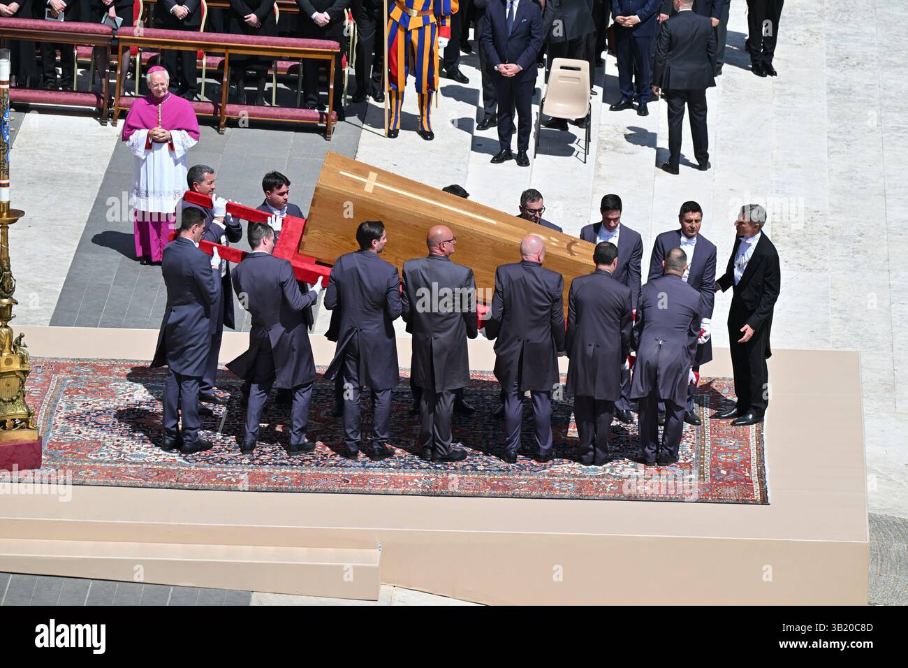 Pallbearers carry the coffin during the funeral of Pope Francis in St ...
