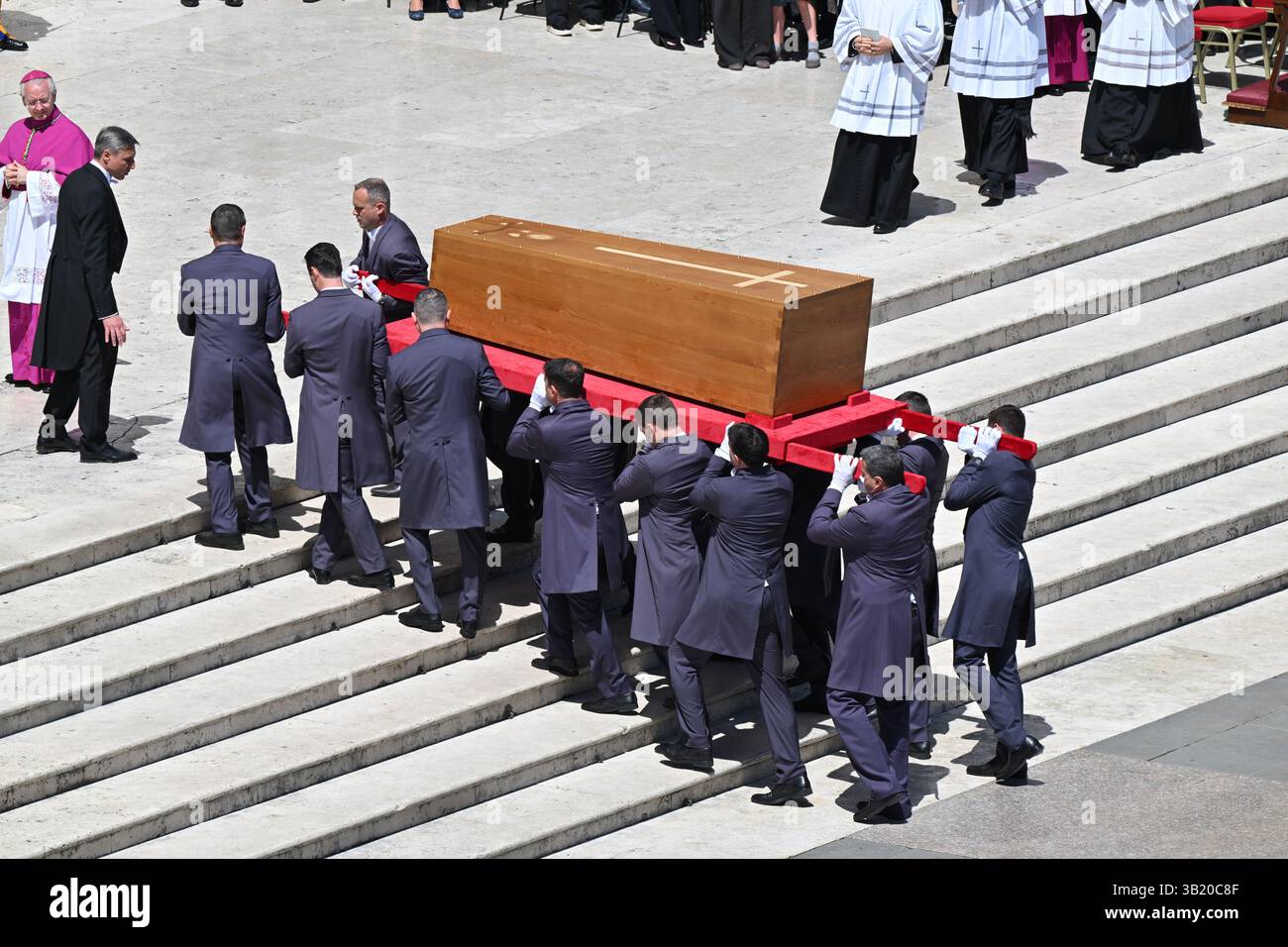 Pallbearers carry the coffin during the funeral of Pope Francis in St ...
