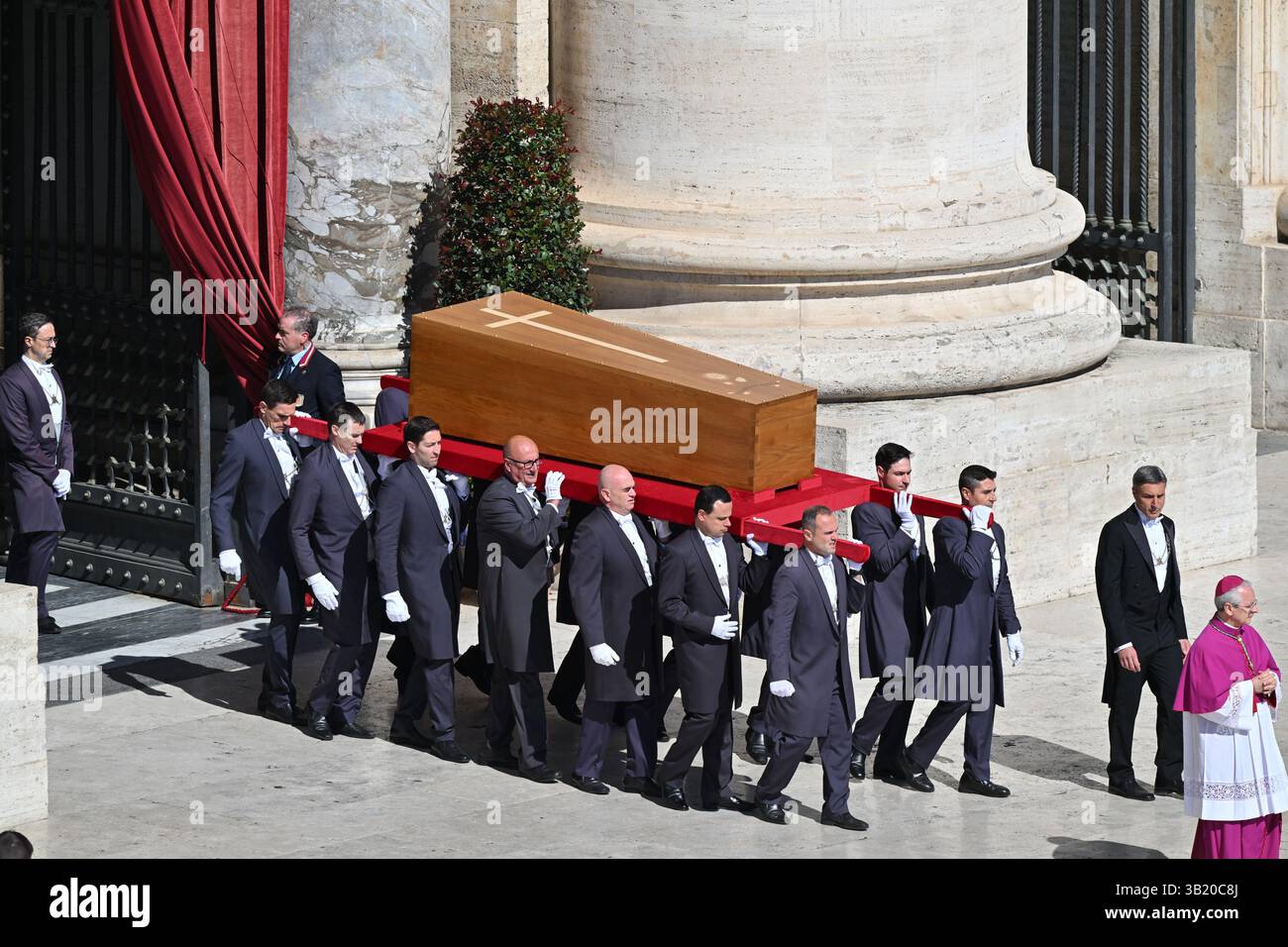 Pallbearers carry the coffin during the funeral of Pope Francis in St ...