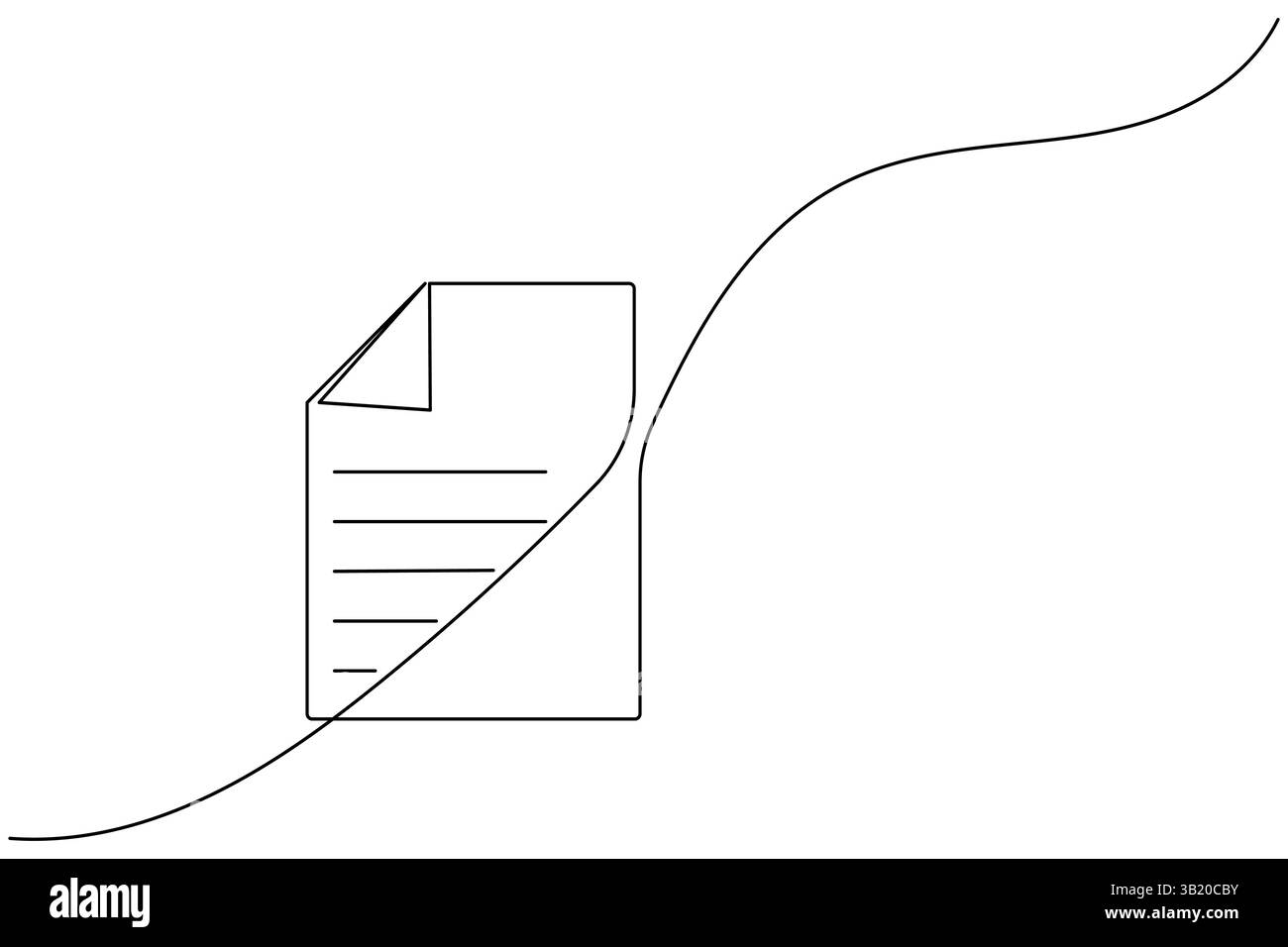 Document with folded corner continuous one line drawing Stock Vector ...