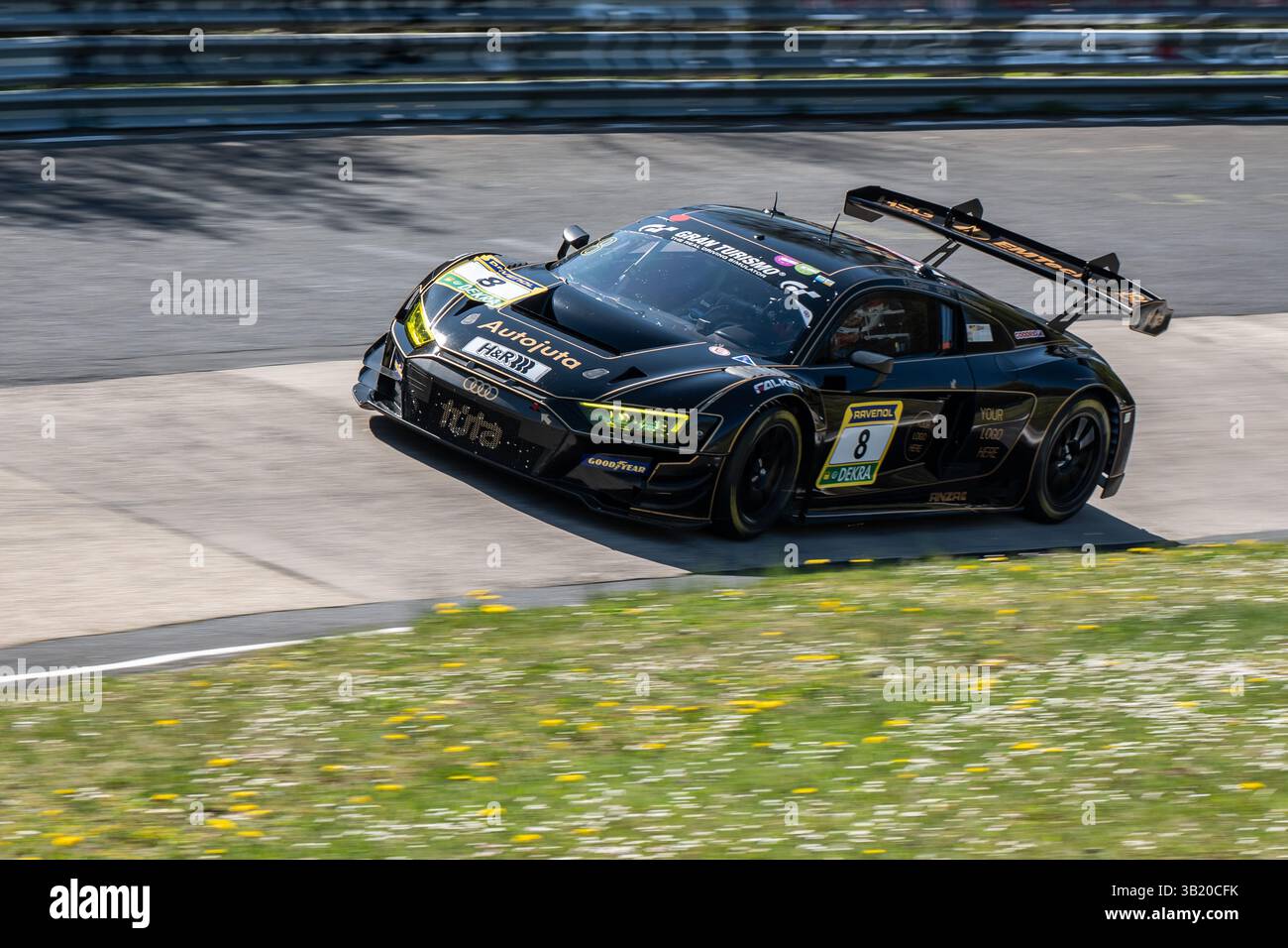 26 April 2025, Rhineland-Palatinate, Nürburg: The Audi R8 LMS GT3 with ...