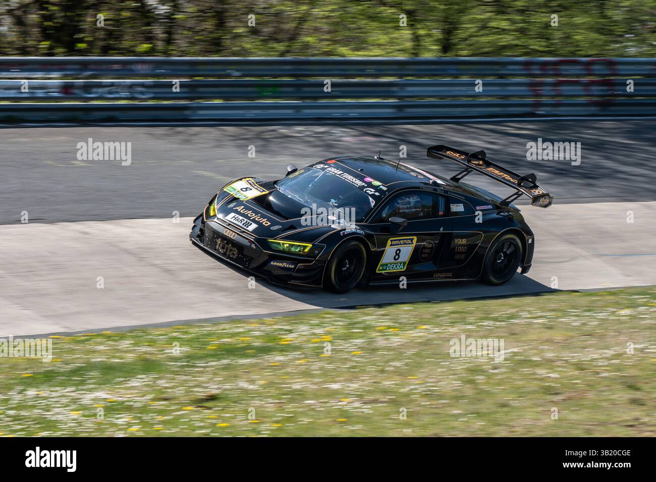 26 April 2025, Rhineland-Palatinate, Nürburg: The Audi R8 LMS GT3 with ...