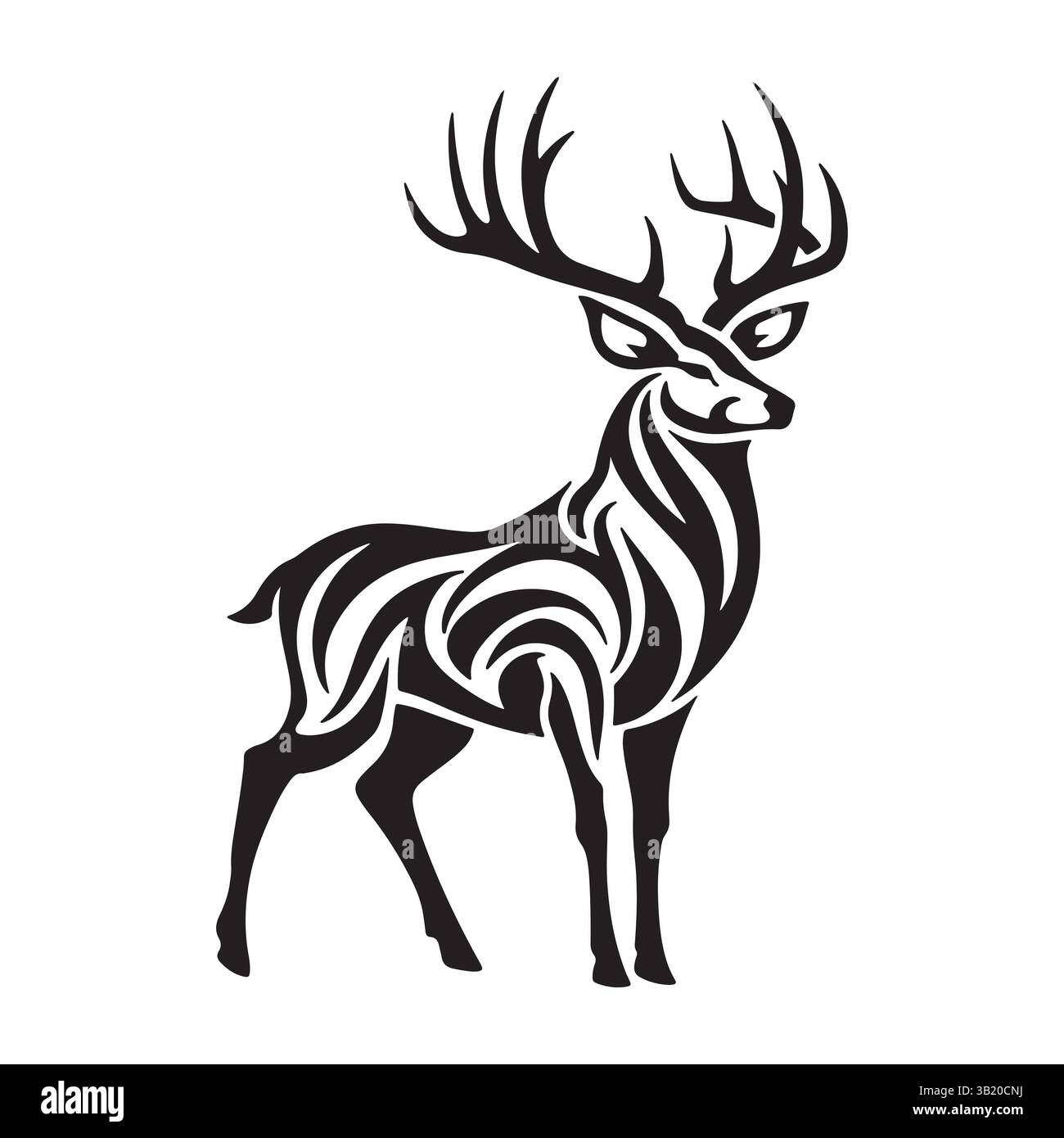 Abstract Deer Tribal Art for Tattoo Design Stock Vector Image & Art - Alamy