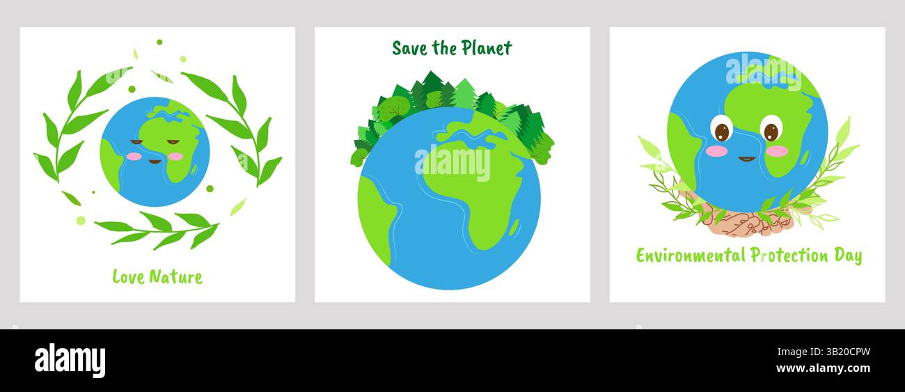 World Environment Day poster set Earth day. Green nature, Eco organic ...