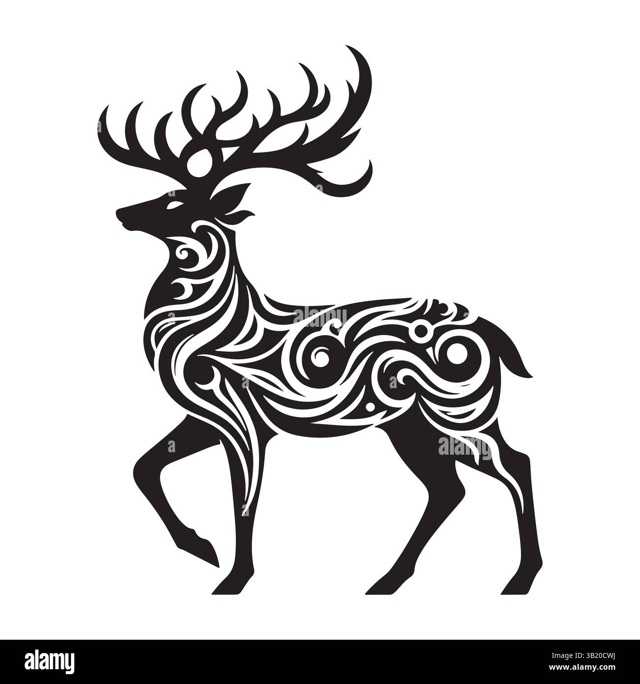 Abstract Deer Tribal Art for Tattoo Design Stock Vector Image & Art - Alamy
