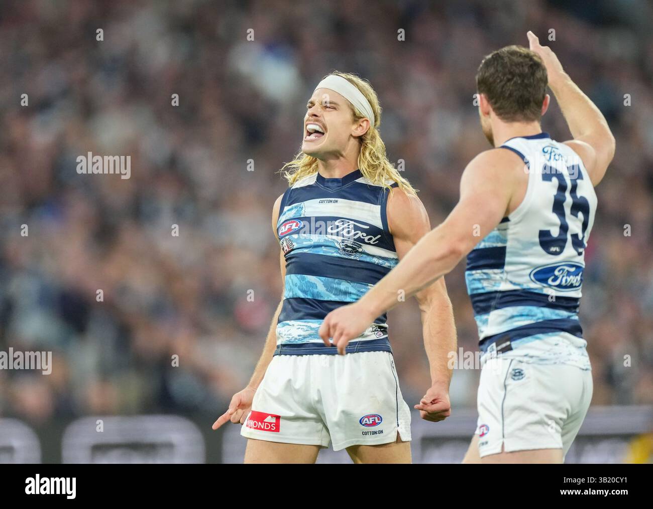 Melbourne, Australia. 27th Apr, 2025. Bailey Smith of the Cats ...