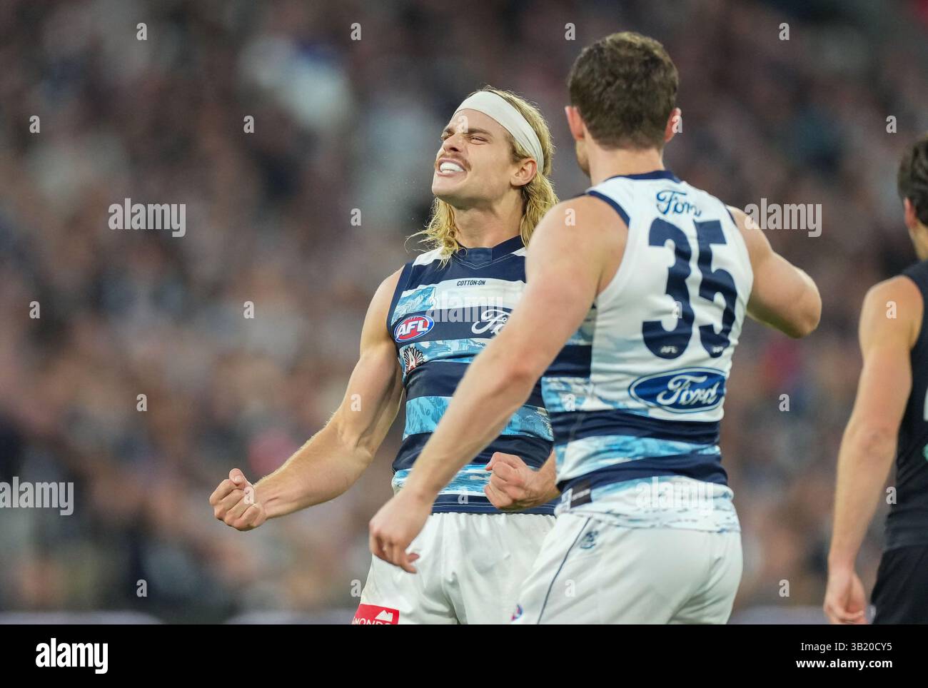 Melbourne, Australia. 27th Apr, 2025. Bailey Smith of the Cats ...