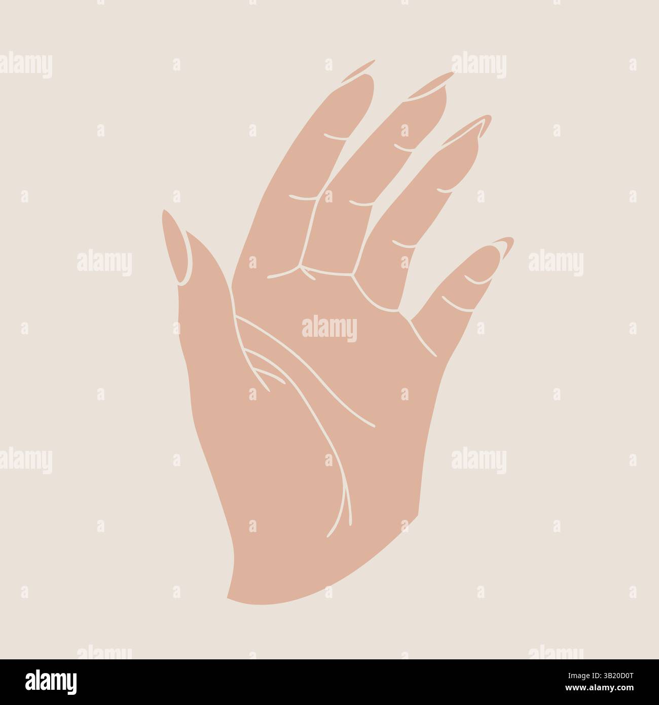 Elegant Woman's Hand Line Art Vector: Minimalist Finger and Nail ...