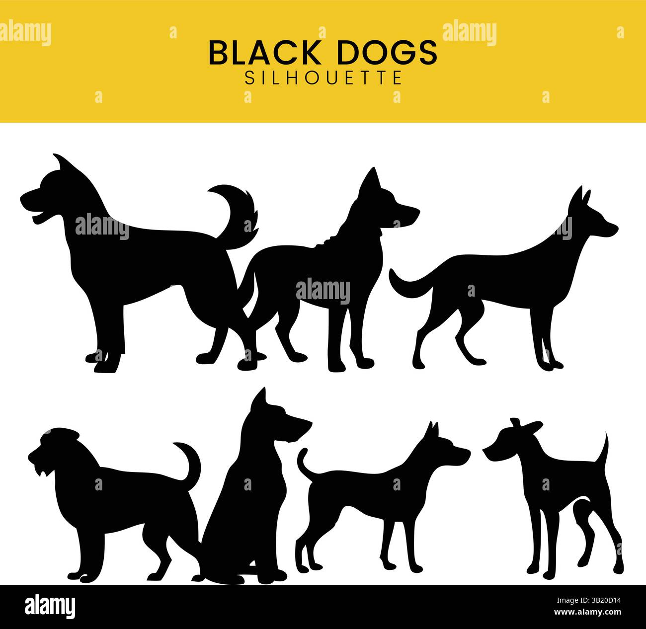 Black Dog Silhouette Vector Set: Various Breed Profiles for Pet Design ...