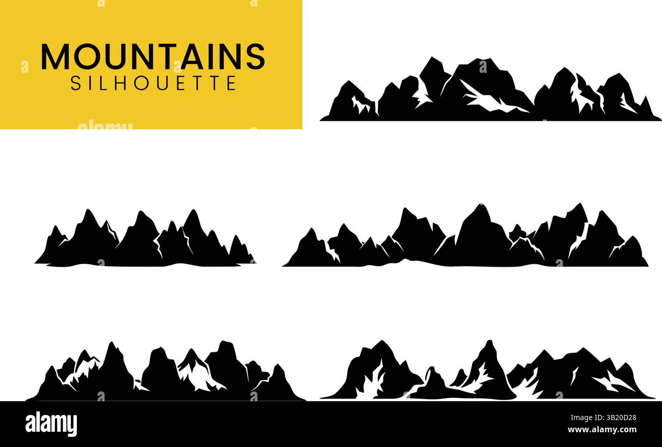 Mountain Range Silhouette Vector Set: Jagged Peaks and Scenic Landscape ...