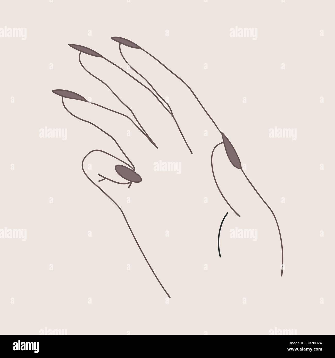 Elegant Woman's Hand Line Art Vector: Minimalist Finger and Nail ...