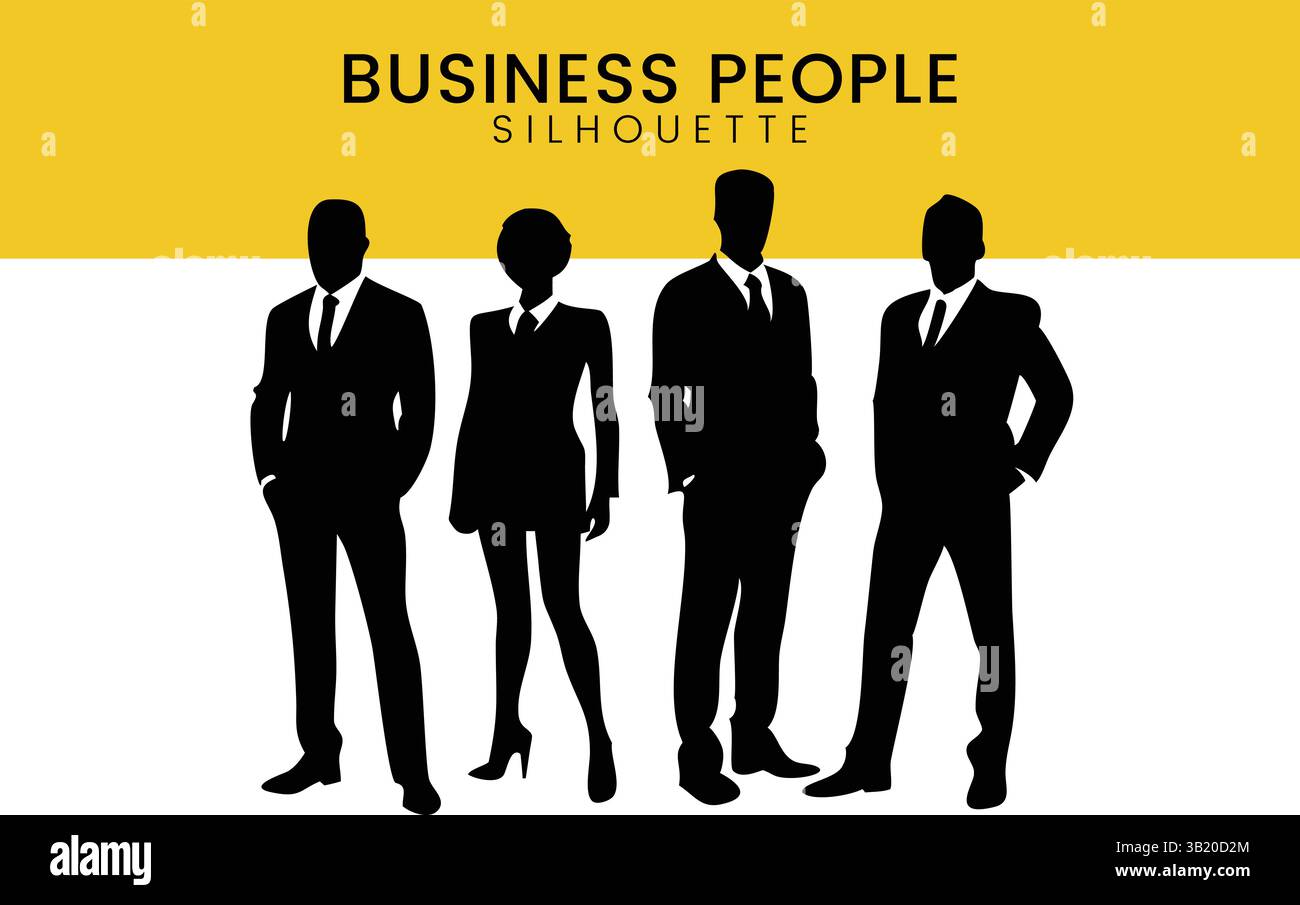 Professional Business Team Silhouette Vector: Diverse Group in Formal ...