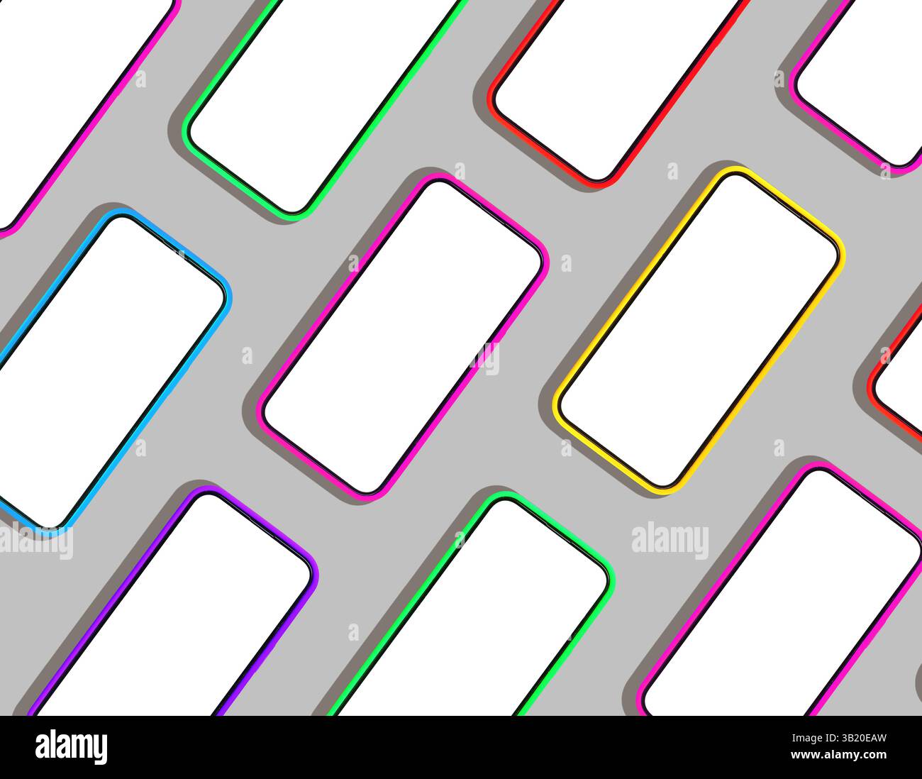 Lot smartphones blank screens hi-res stock photography and images - Alamy