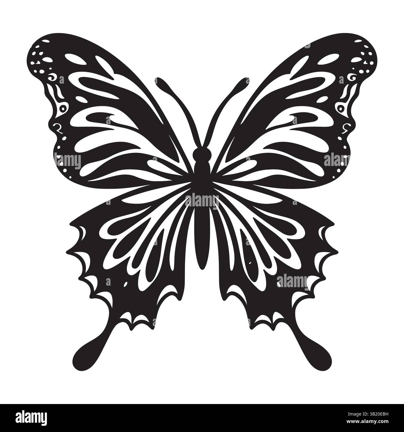 Stylized Black Butterfly Drawing - Perfect for Craft Projects Stock ...