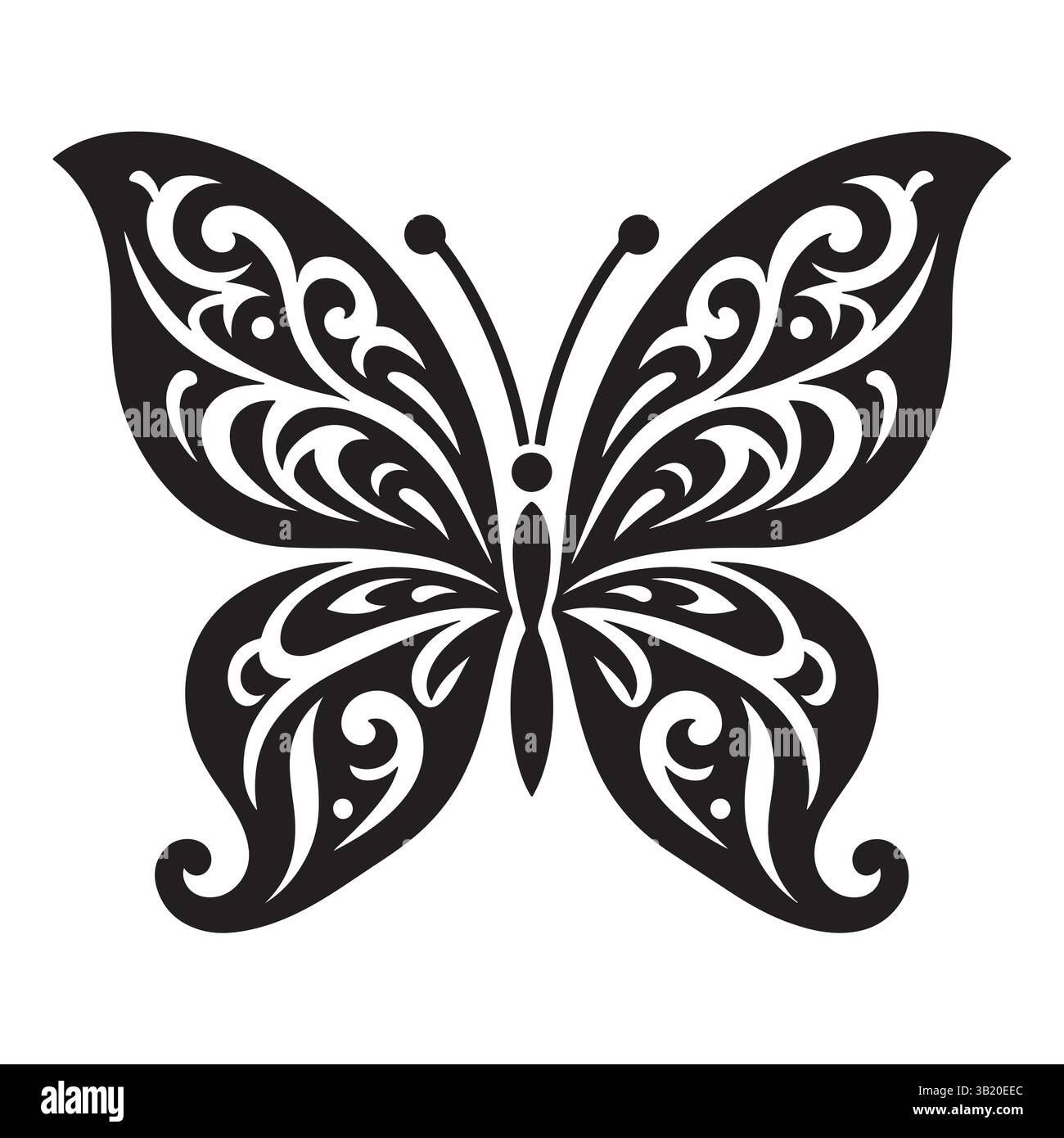 Stylized Black Butterfly Drawing - Perfect for Craft Projects Stock ...
