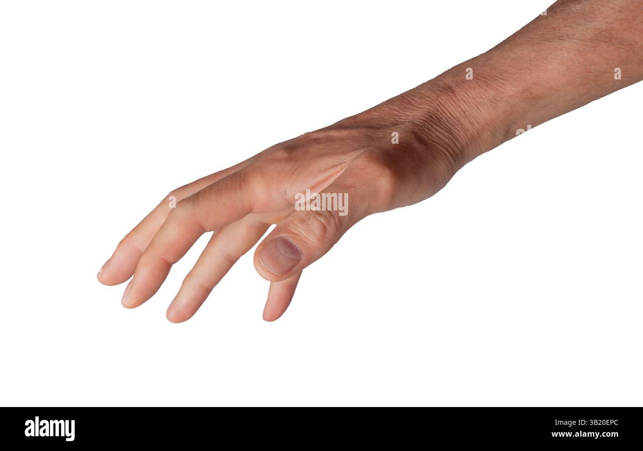 Manipulation concept with male hand gesture. Arm reaching out in ...
