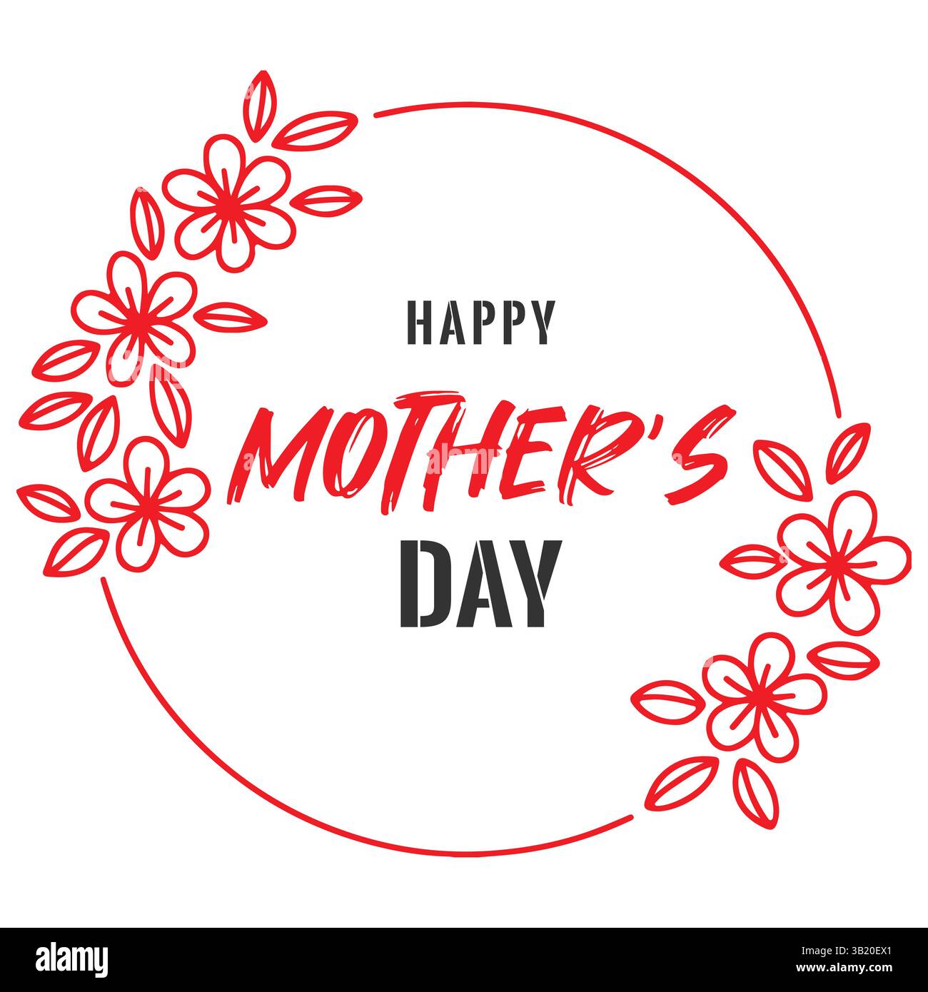 Beautiful Happy Mother's Day greeting image clipart with floral design ...