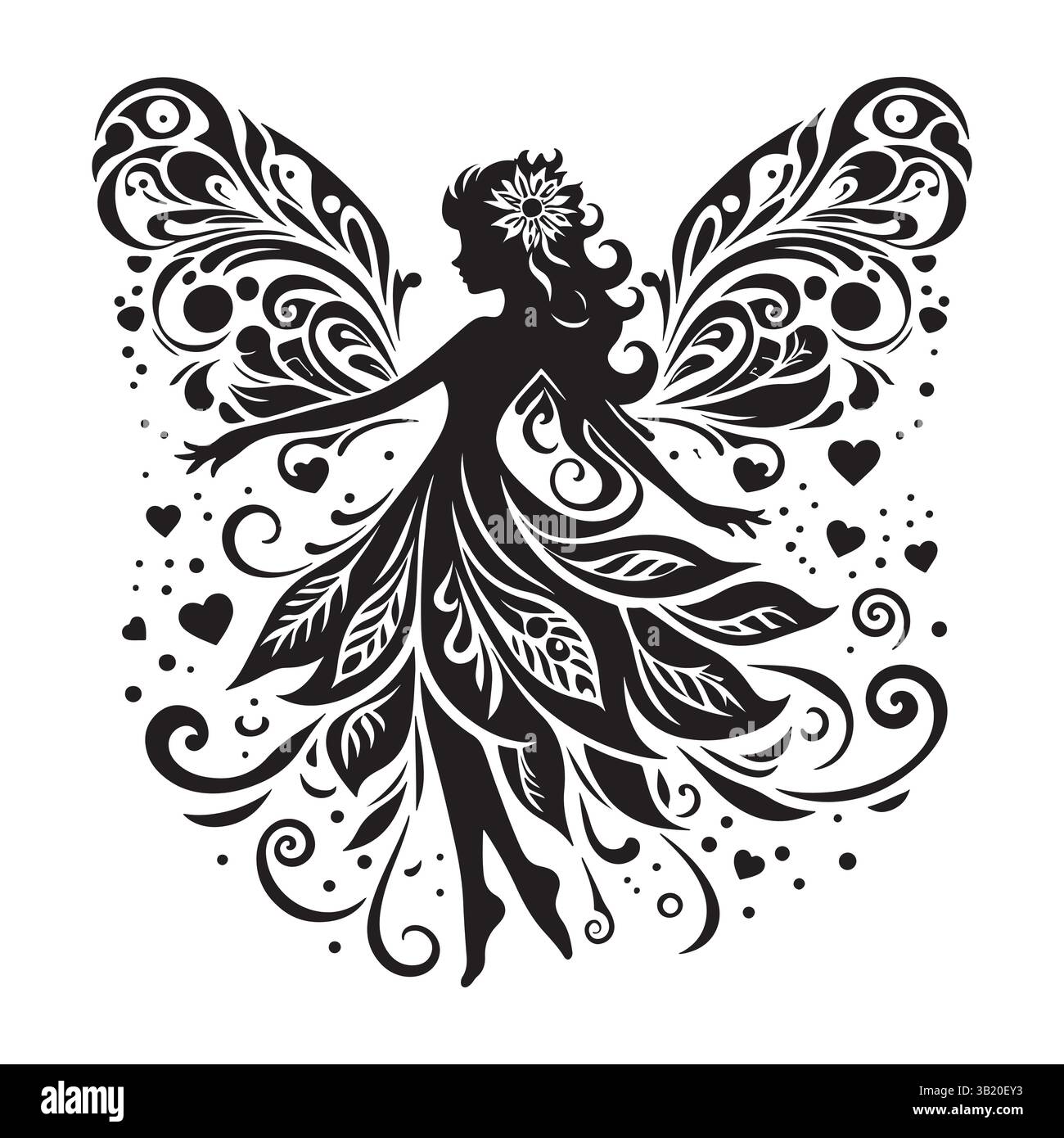 Beautiful Fairy Woman Silhouette - Fantasy and Love Concept Stock ...