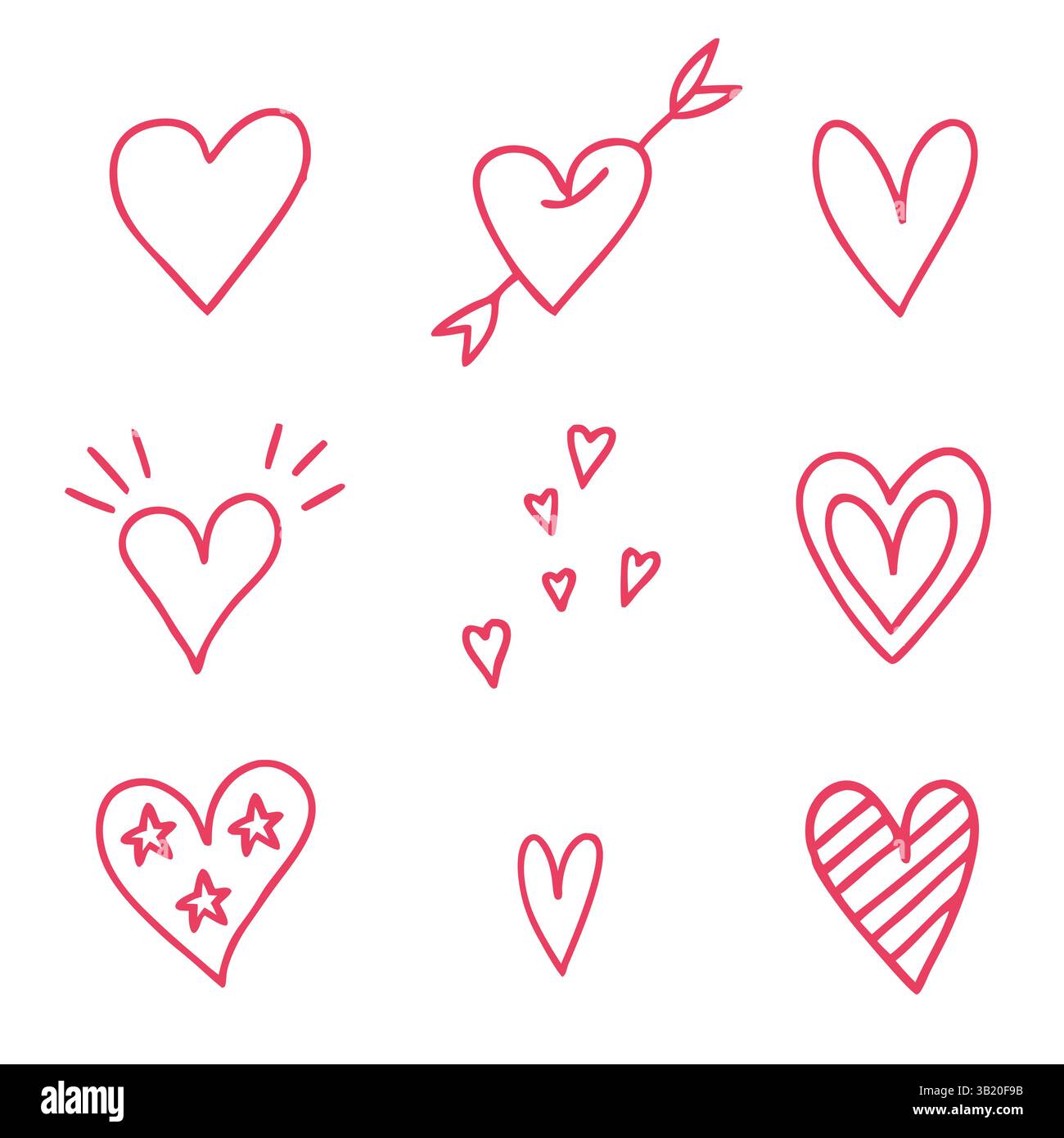 Romantic outline Heart Love Vector for Valentine Cards and Decorations ...
