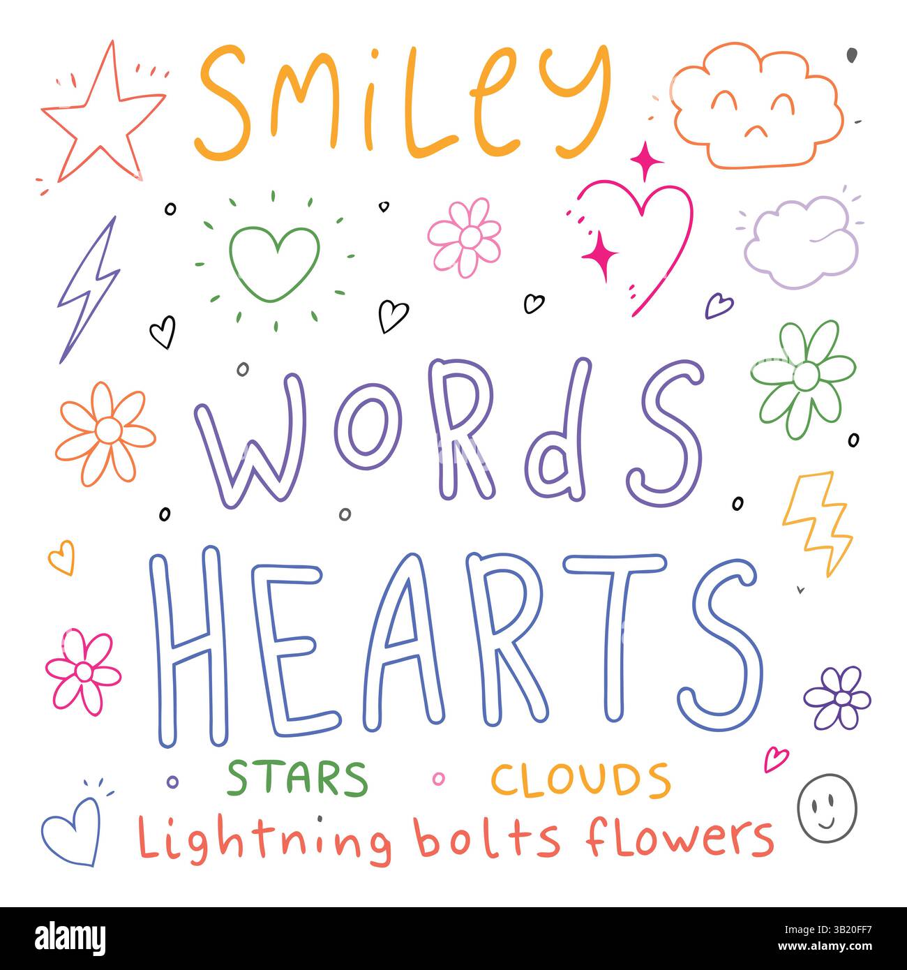 Hand-Drawn Words and Doodle Elements Stock Vector Image & Art - Alamy