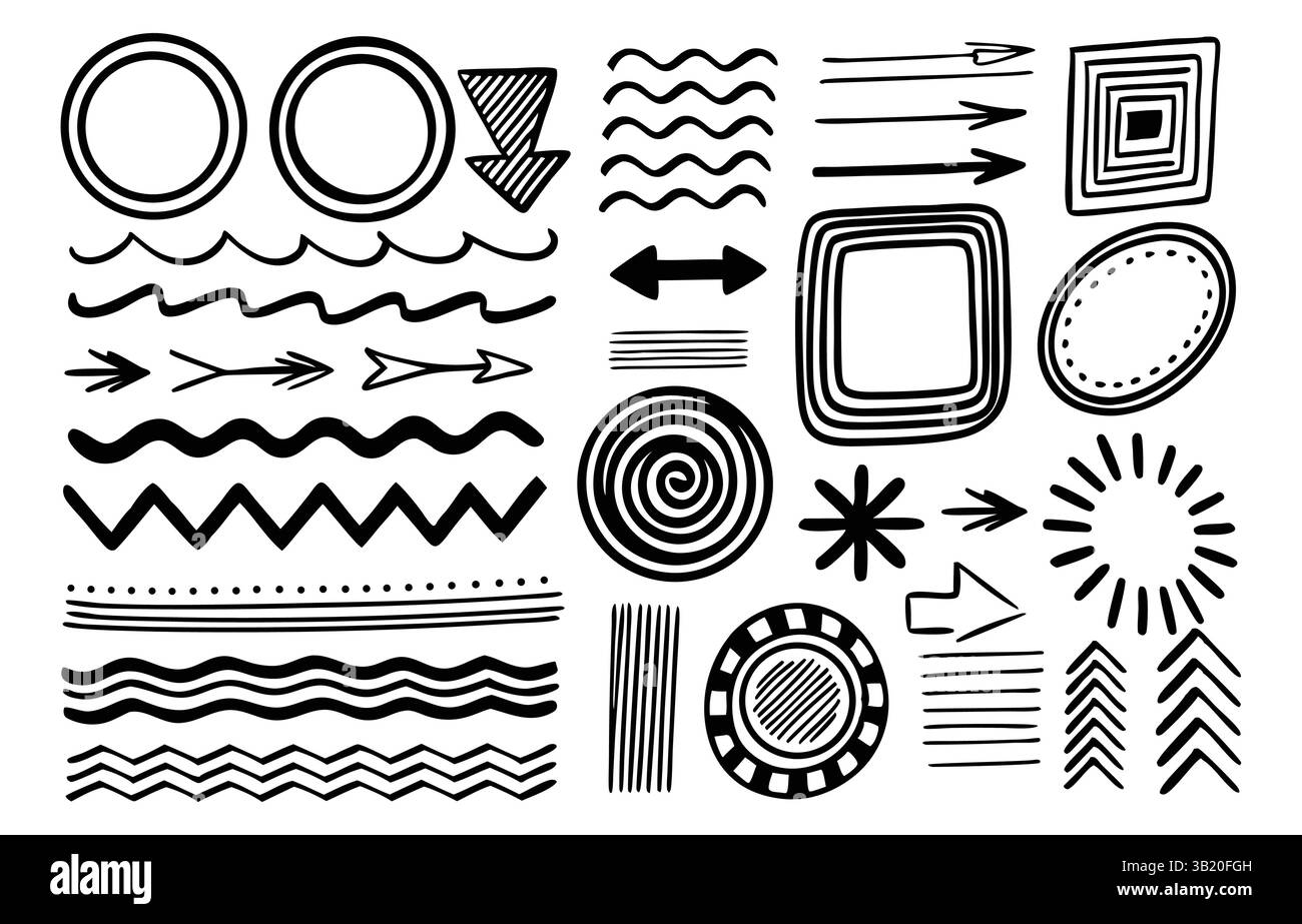 full collection Hand Drawn Scribble Underlines and Emphasis Marks with ...