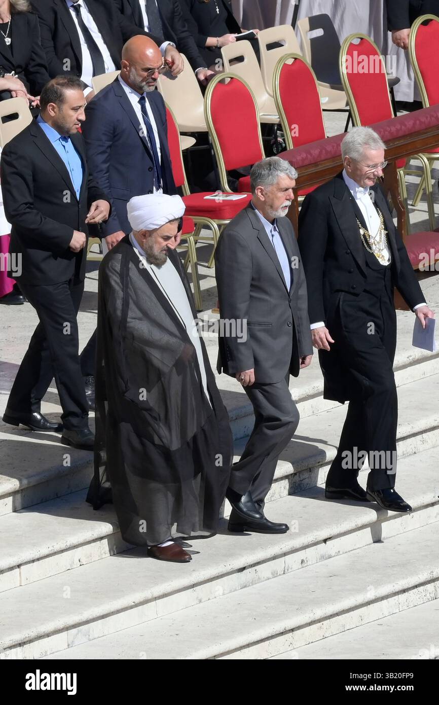 Seyed Abbas Salek Shariati (c) arrives to attend the funeral of Pope ...