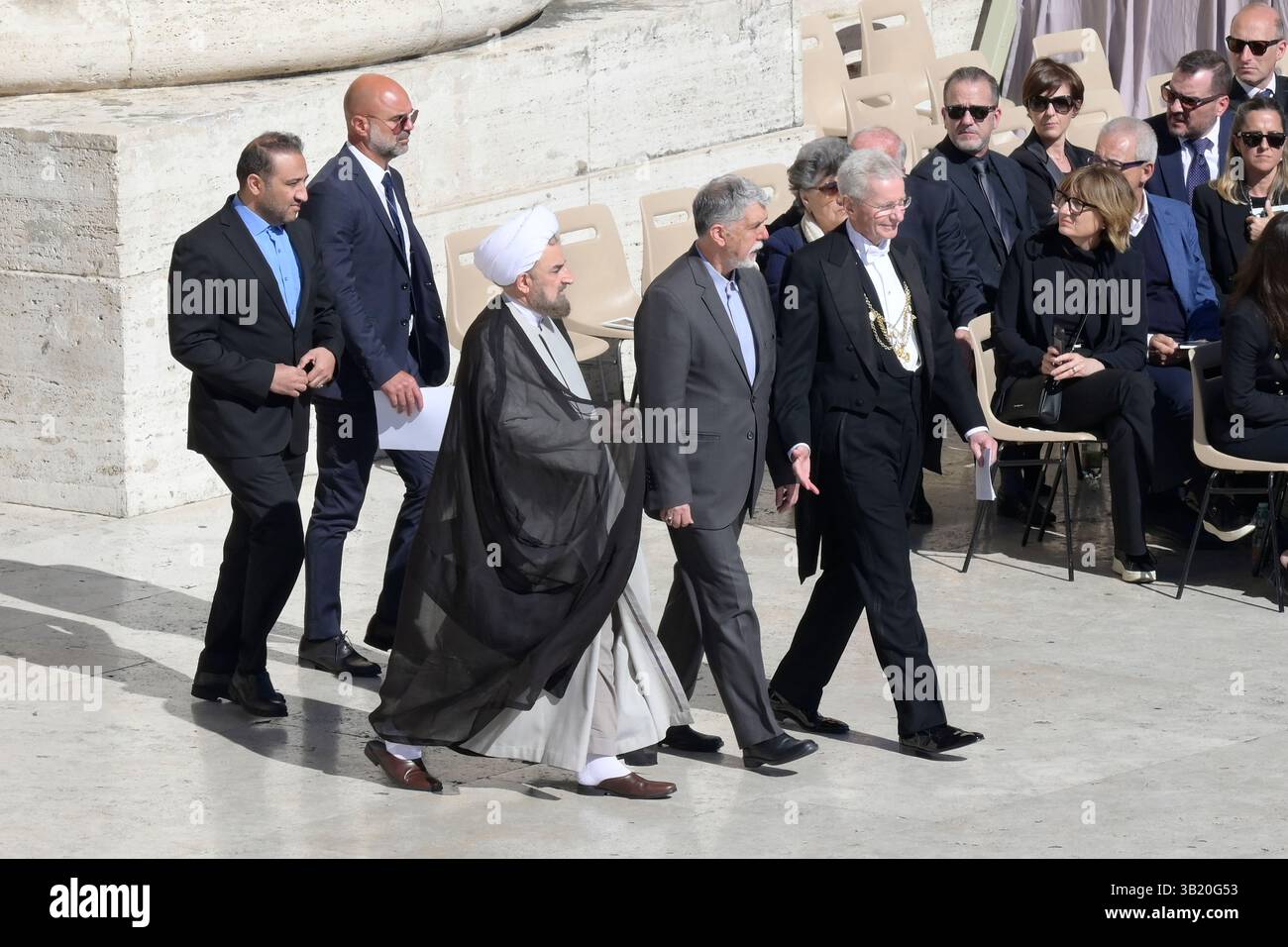 Seyed Abbas Salek Shariati (c) arrives to attend the funeral of Pope ...