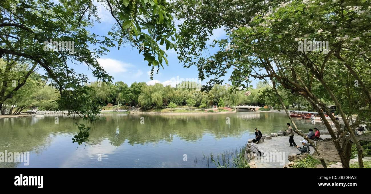 Spring scenery of the Purple Bamboo Park in Beijing, China, 25 April ...