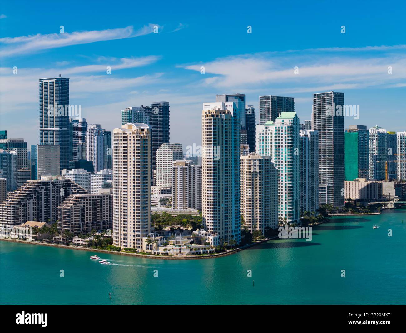 Brickell building in Miami downtown. Brickell skyline with skyscraper ...